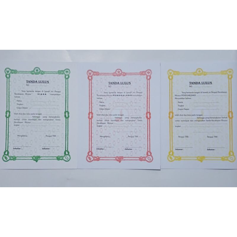 Jual SERTIFIKAT TANDA LULUS TKK SIAGA PENGGALANG PENEGAK/SAKA | Shopee ...