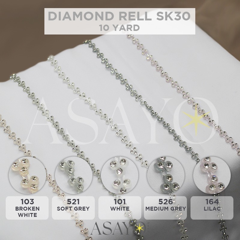 Jual Diamond Rell Roll Kristal Mata 3 Semut SK30 Rhinestone White Lilac ...