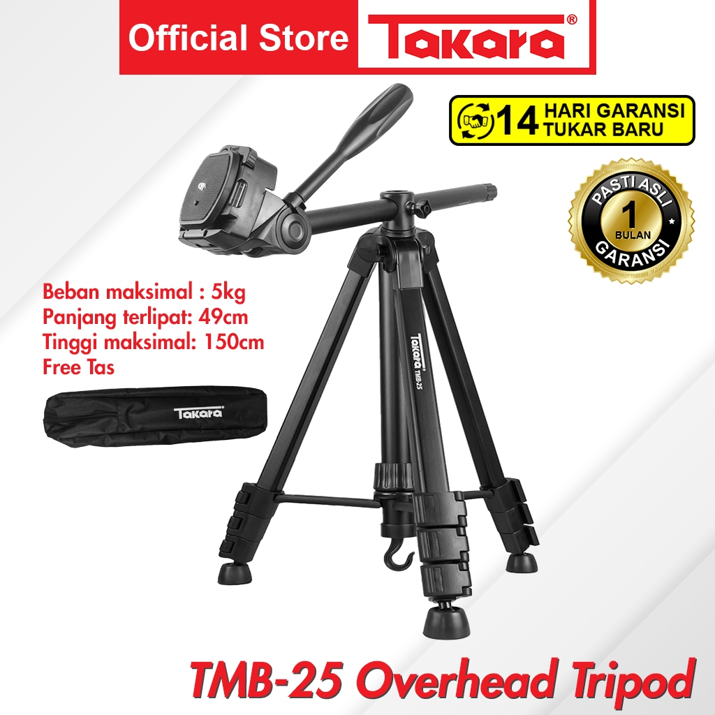 Jual Takara TMB-25 Overhead Flatlay Tripod Monopod with Fluid Video Head | Shopee Indonesia