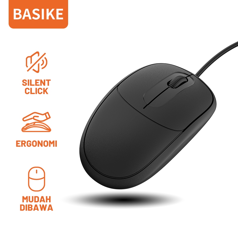 Jual BASIKE Mouse Wired Kabel USB Optical Mice Mini untuk Windows Mac ...
