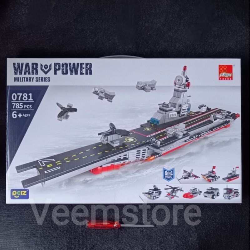 Jual Brick Mainan Rakit Block Kapal Perang Aircraft Carrier 8"1 [785pcs ...