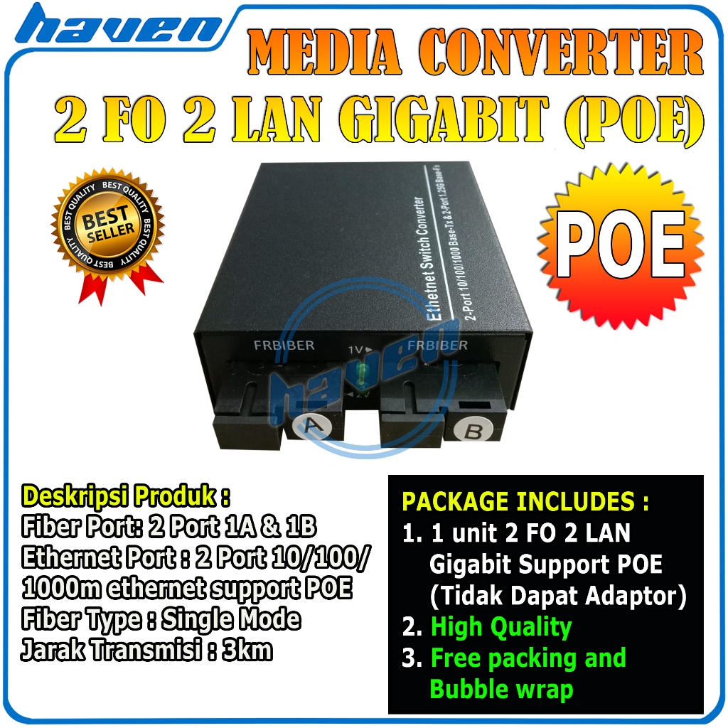 Jual Media Converter 2 FO 2 LAN 2 SC 2 RJ45 Gigabit 1000 Mbps POE Body ...