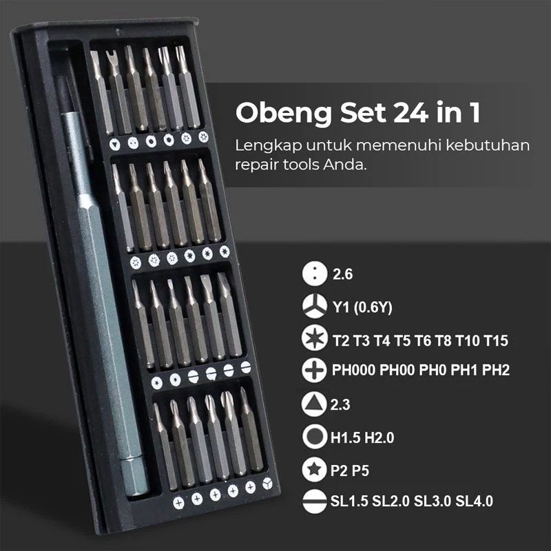 Jual Set Obeng 24 Magnetic Premium Baut Kecil 24 in 1 Multifungsi | Shopee Indonesia