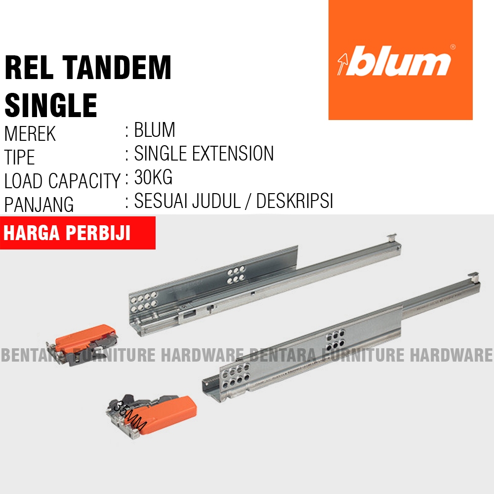 Jual 45CM BLUM REL LACI TANDEM Single Extension TACO Drawer BBS ...