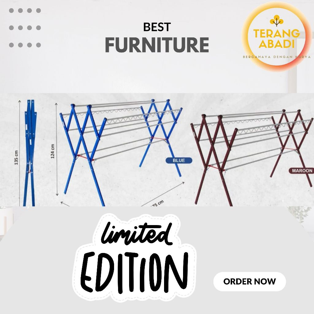 Jual [PROMO] Rak Jemuran Alumunium Tiang Tebal/ Rak Jemuran Stainless ...