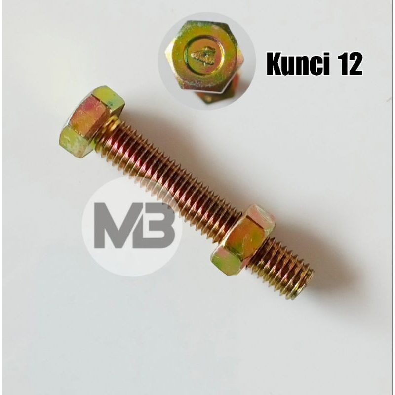 Jual Baut + Mur Kuning M8x15 (1,5cm) l BMK Kunci 12 l Baut Siku Rak Lubang | Shopee Indonesia