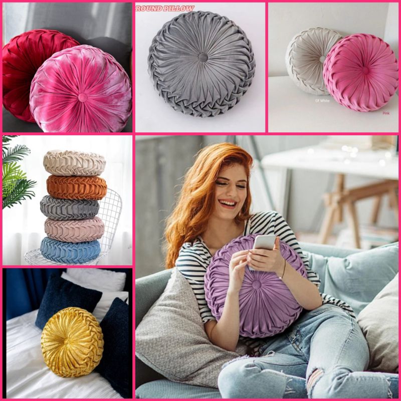 Jual Bantal Sofa Bulat Round Pillow Eropa Geometrik Velvet Bludru ...