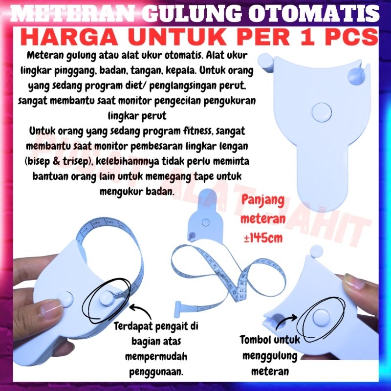 Jual METERAN ALAT UKUR PENGUKUR PUTAR MELINGKAR LINGKAR PERUT DADA ...