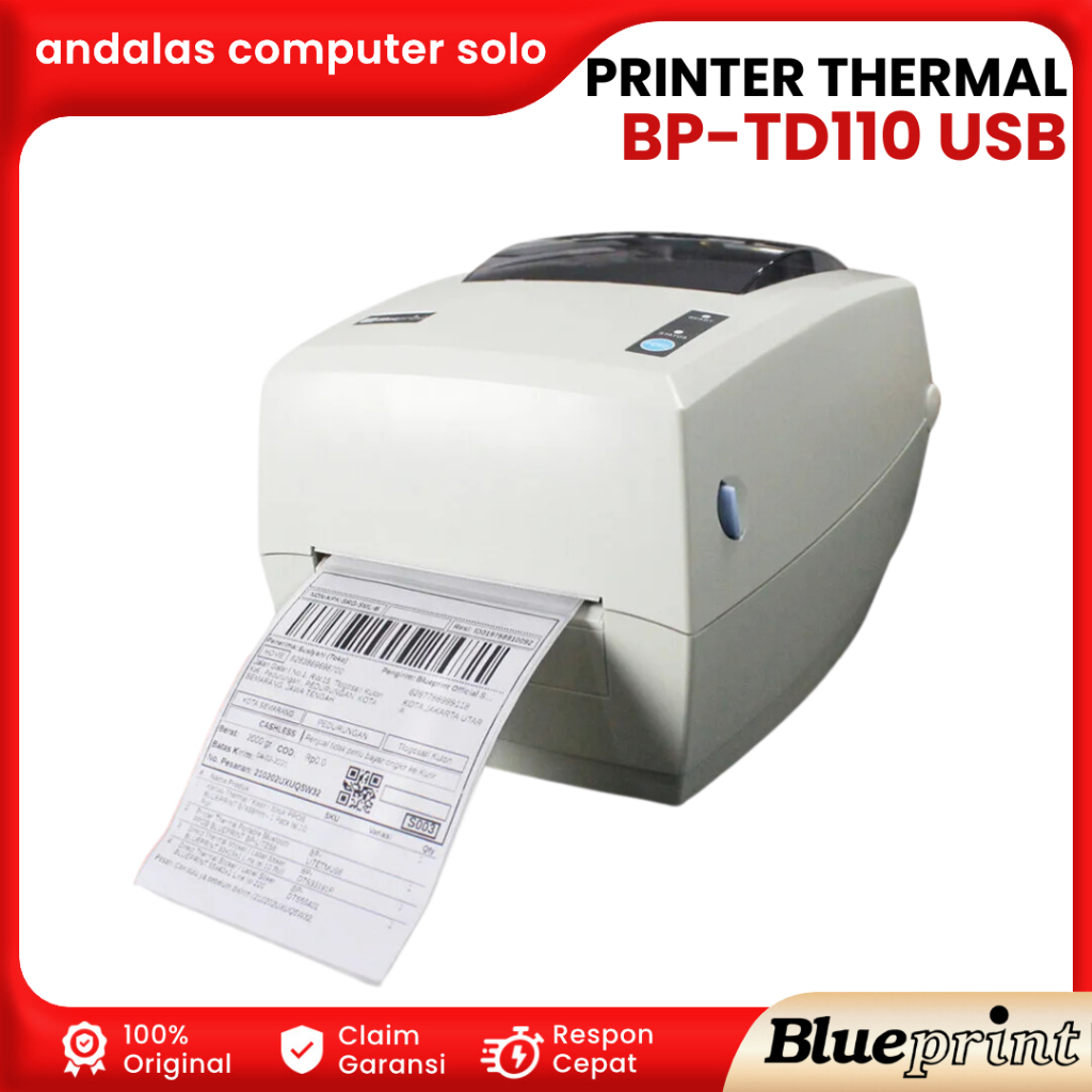 Jual PRINTER THERMAL LABEL BARCODE RESI BLUEPRINT BP-TD110 USB PRINTER ...