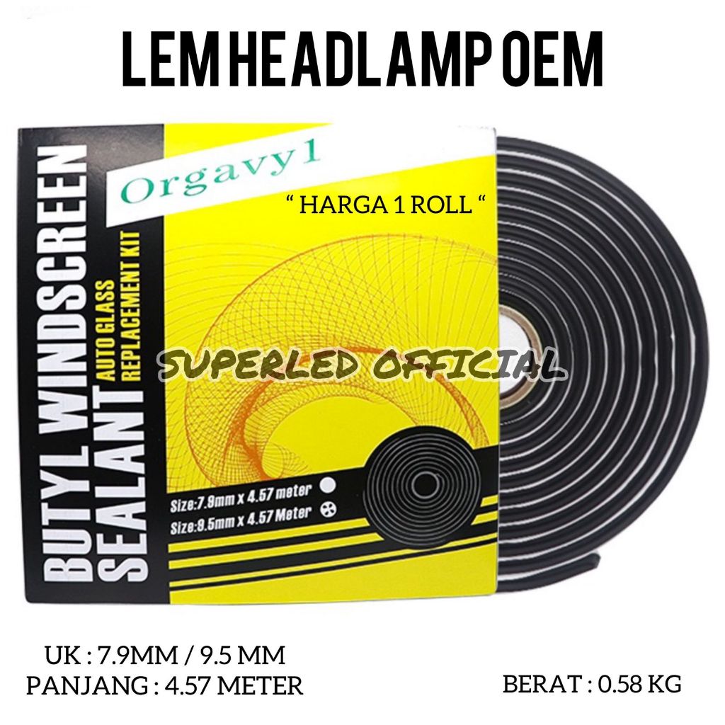 Jual Lem Mika Headlamp Original 7.9mm 4,57 Meter / OEM Orgavyl Snake ...