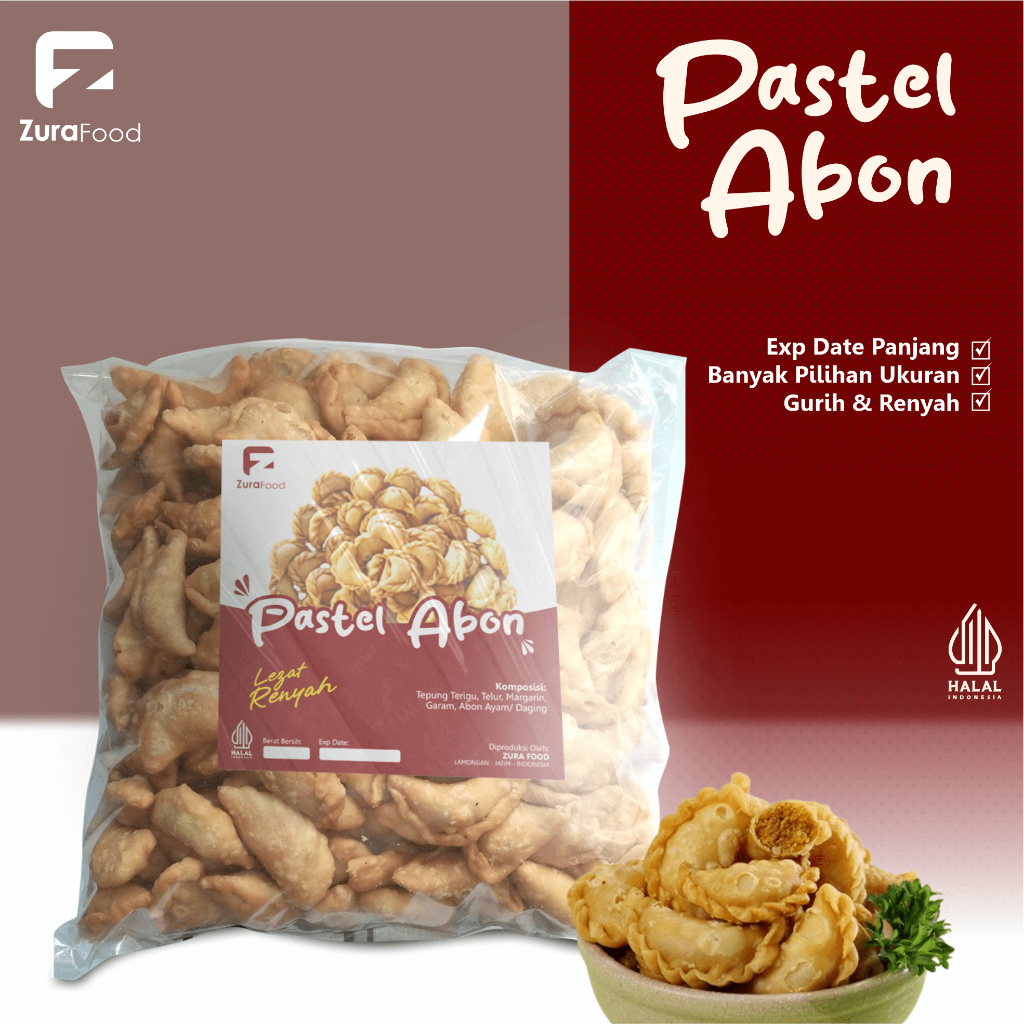 Jual Zura Food Kue Pastel Kering Mini isi Abon 100 250 500 gram Camilan ...