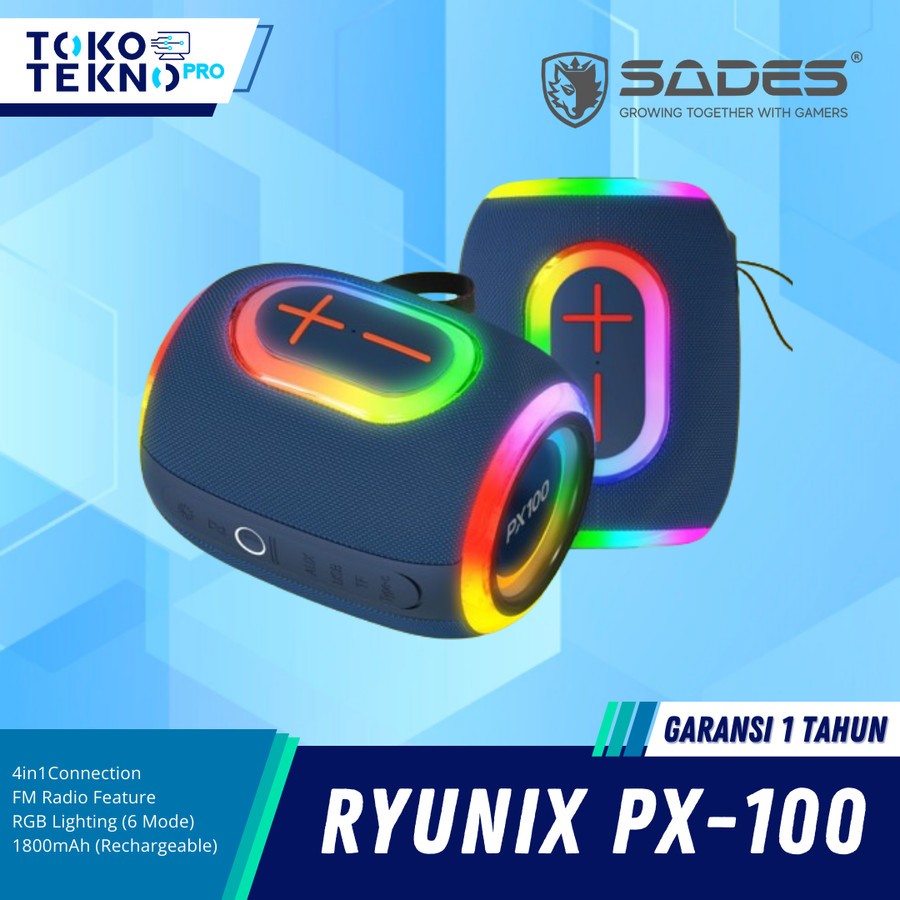 Jual Sades Ryunix PX100 / PX-100 Wireless Portable RGB Gaming Speaker ...