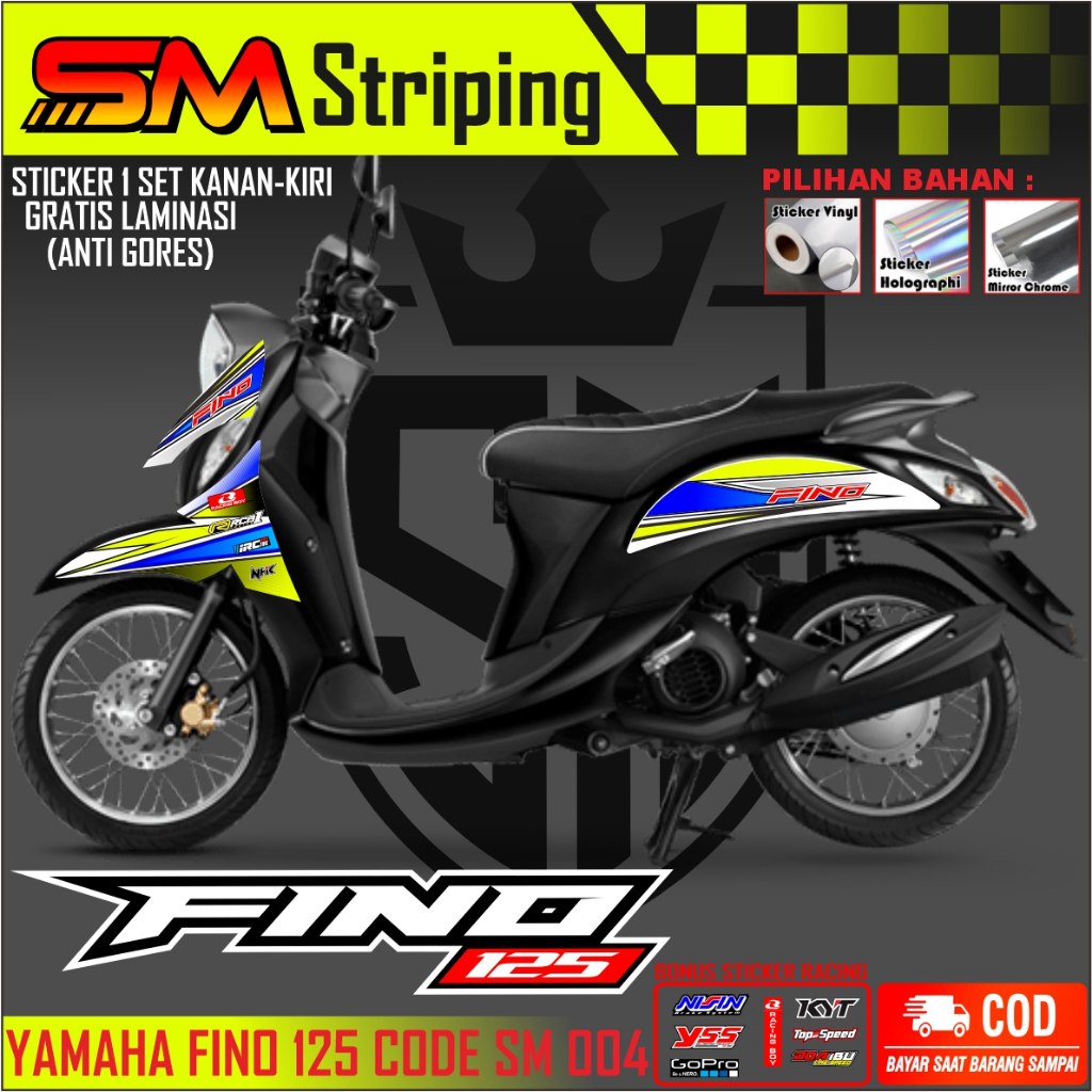Jual Sticker Striping Semi fullBODY Yamaha FINO FI 125 Sticker Lis Variasi Desain RACING SIMPEL ...