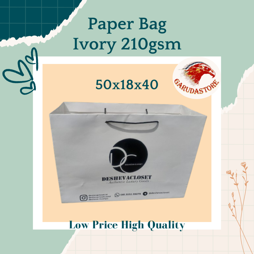 Jual Paperbag Custom , Paperbag Jumbo Size 50x18x40 Bahan Ivory 210gsm ...