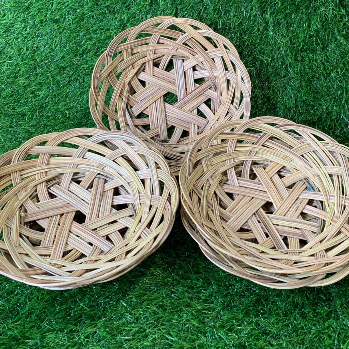 Jual Piring Makan Lidi Anyaman Rotan Bambu Kualitas Super | Shopee ...