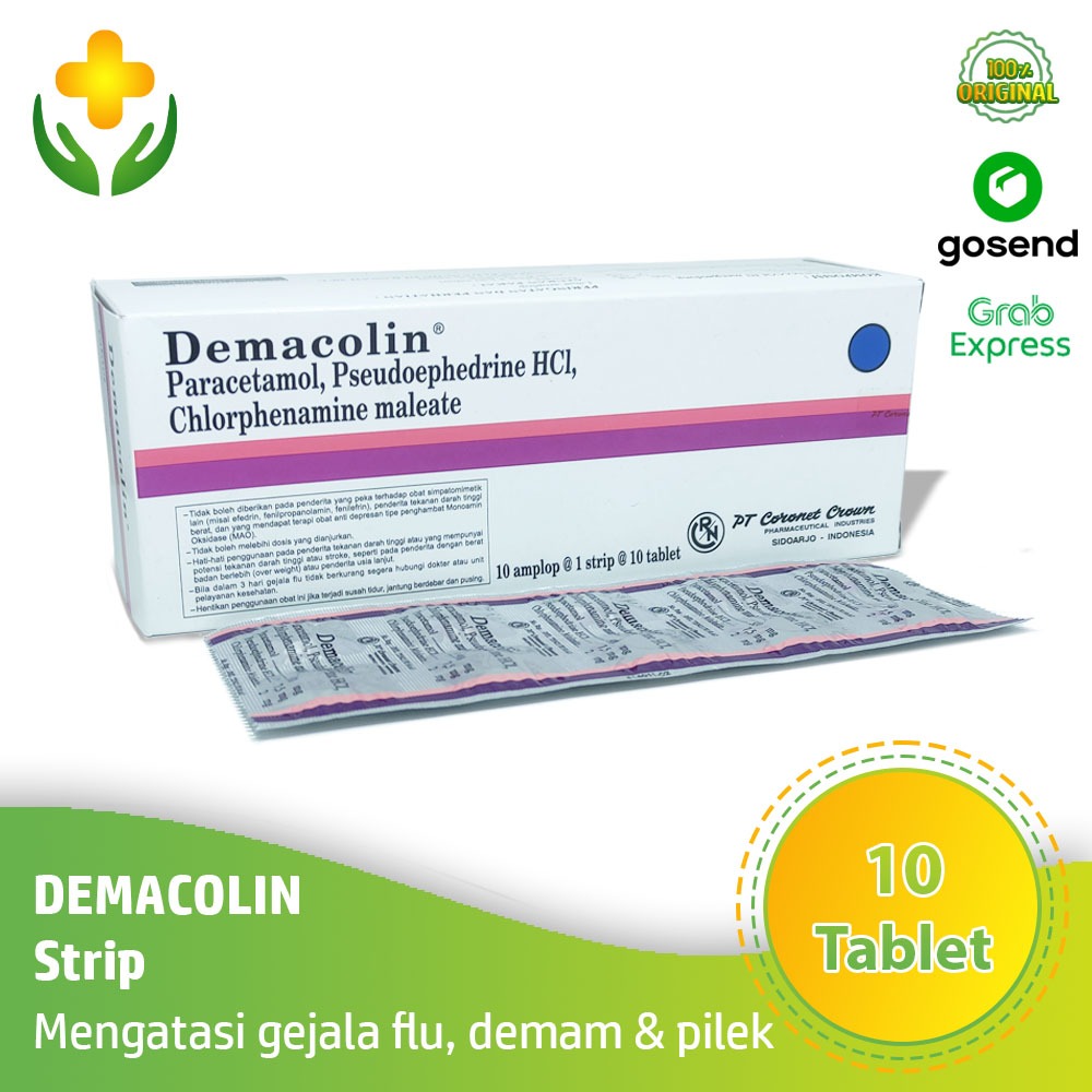 Jual Demacolin 10 Tablet Obat Flu Demam Pilek Hidung Tersumbat | Shopee ...