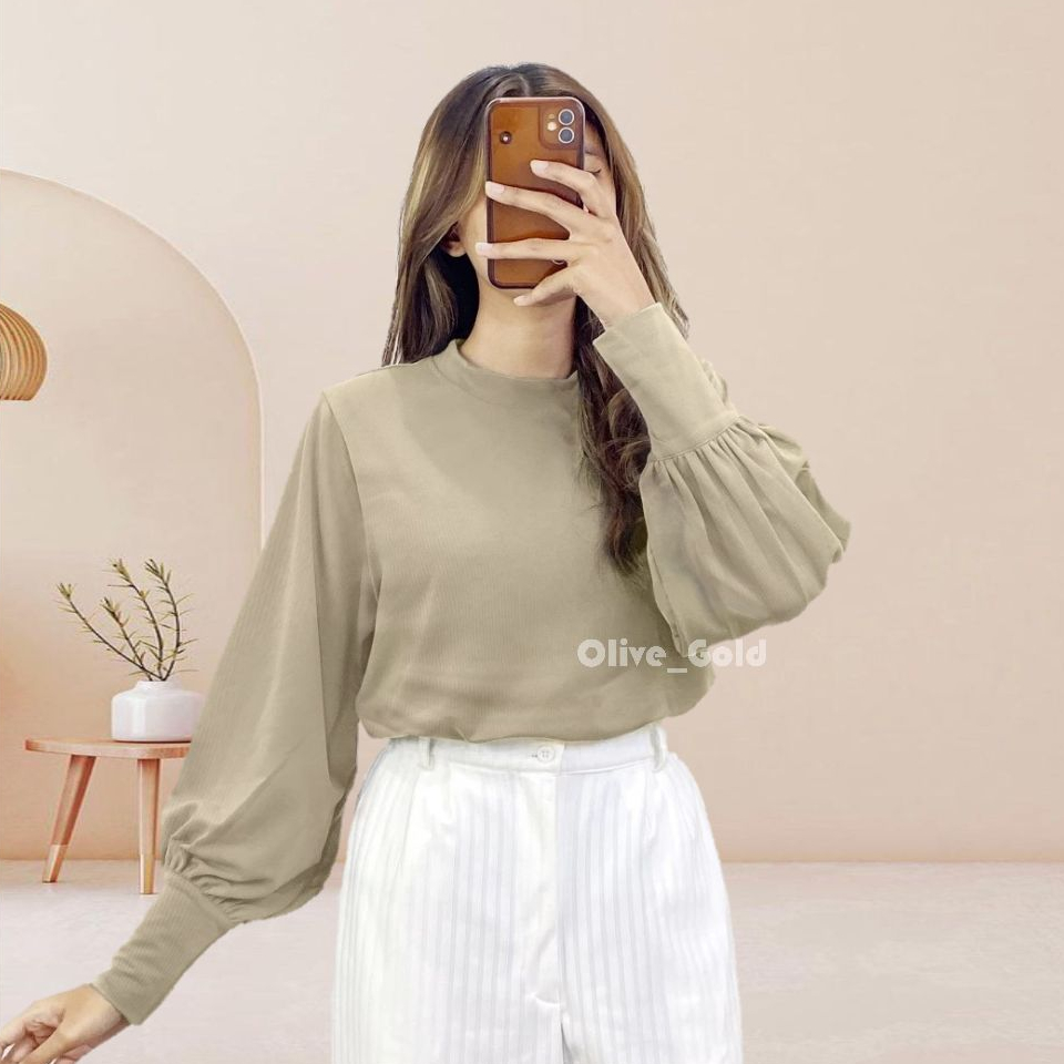 Jual OLIVE Arina Blouse Ballon Blouse Atasan Wanita Atasan Ballon KAOS ...