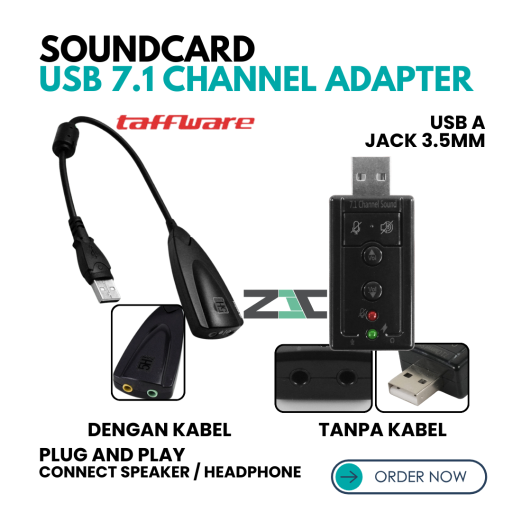 Jual Taffware Soundcard USB Virtual 7.1 Channel Adapter Audio Headset Speaker Headphone | Shopee ...