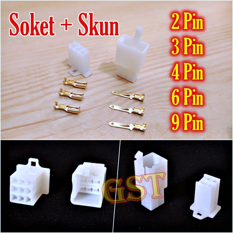 Jual sepasang Soket Motor 2 3 4 6 9 include skun Pin Socket sekun ...