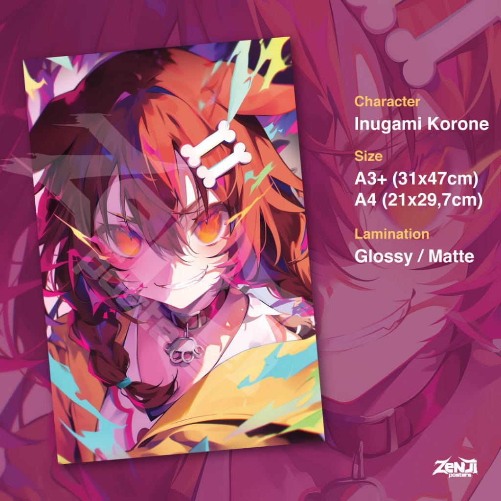 Jual Inugami Korone - Poster Premium, Poster Vtuber, Poster Anime ...