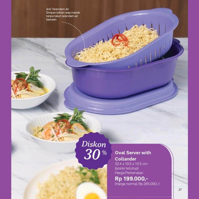 Jual TUPPERWARE Oval Server with Collander | Shopee Indonesia