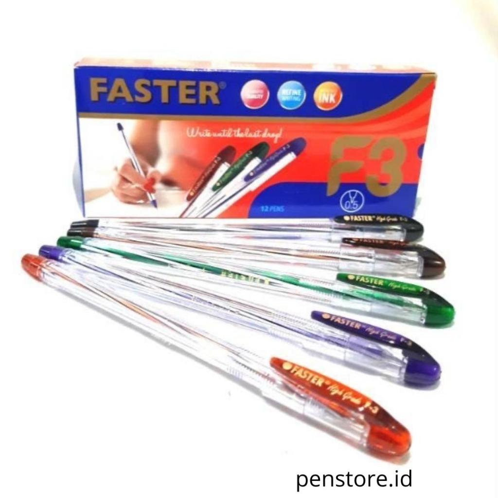 Jual (pcs) Pulpen Faster F3 0.5 Hitam / Ballpoint / Bolpen Faster ...