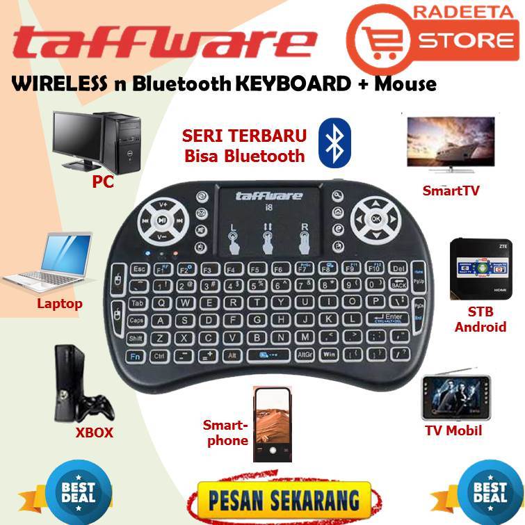 Jual TAFFWARE i8 WIRELESS KEYBOARD MOUSE with BLUETOOTH ORIGINAL ...