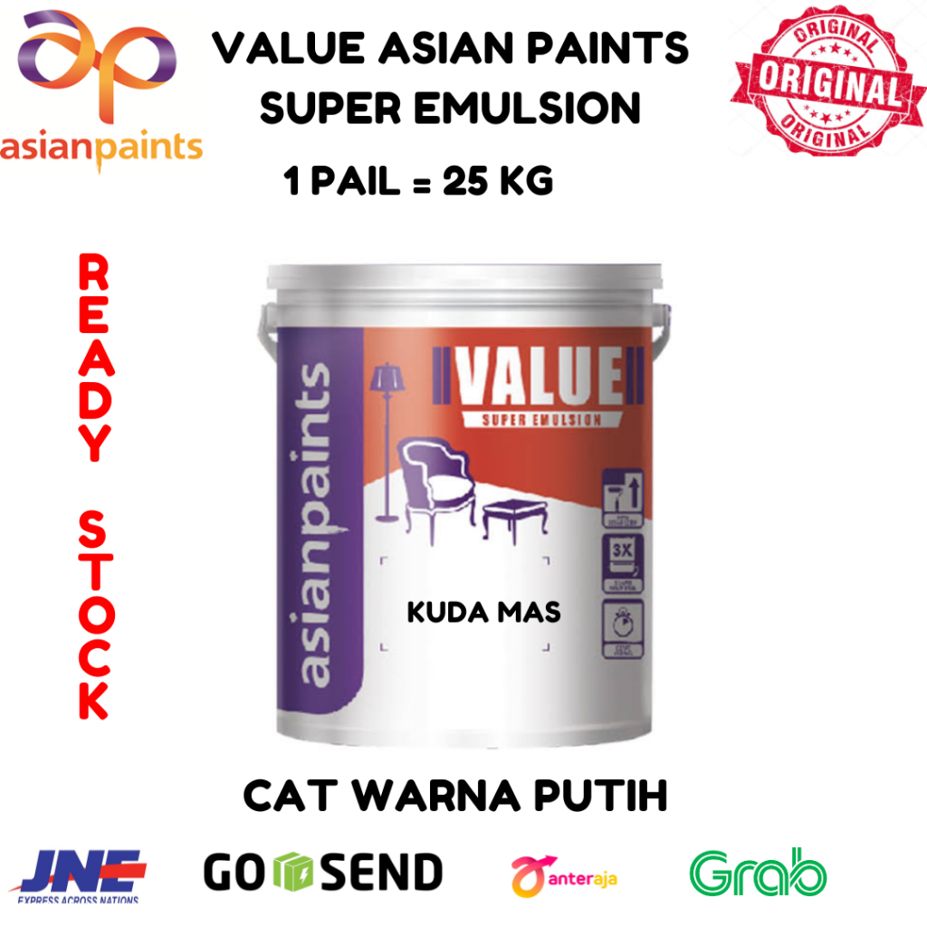 Jual Cat Tembok ASIAN PAINT APKO VALUE Super Emulsion Cat Interior Warna Putih 25 Kg | Shopee ...