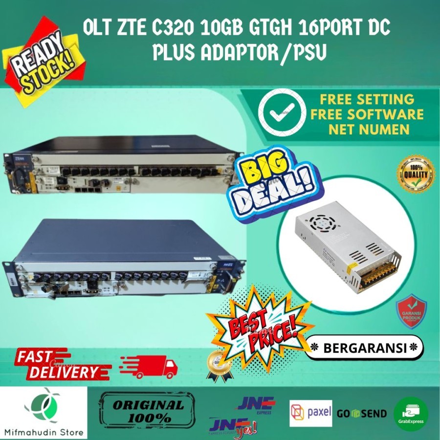Jual OLT ZTE C320 10GB GTGH 16PORT DC dengan ADAPTOR/PSU | Shopee Indonesia
