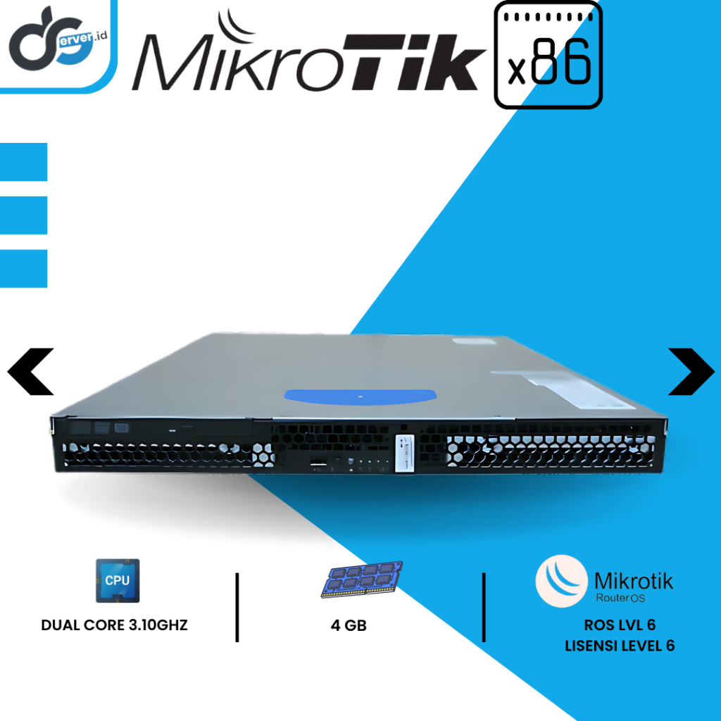 Jual Mikrotik x86 Dual Core 3.10Ghz Lisensi level 6 Basic Server EMC 1U ...
