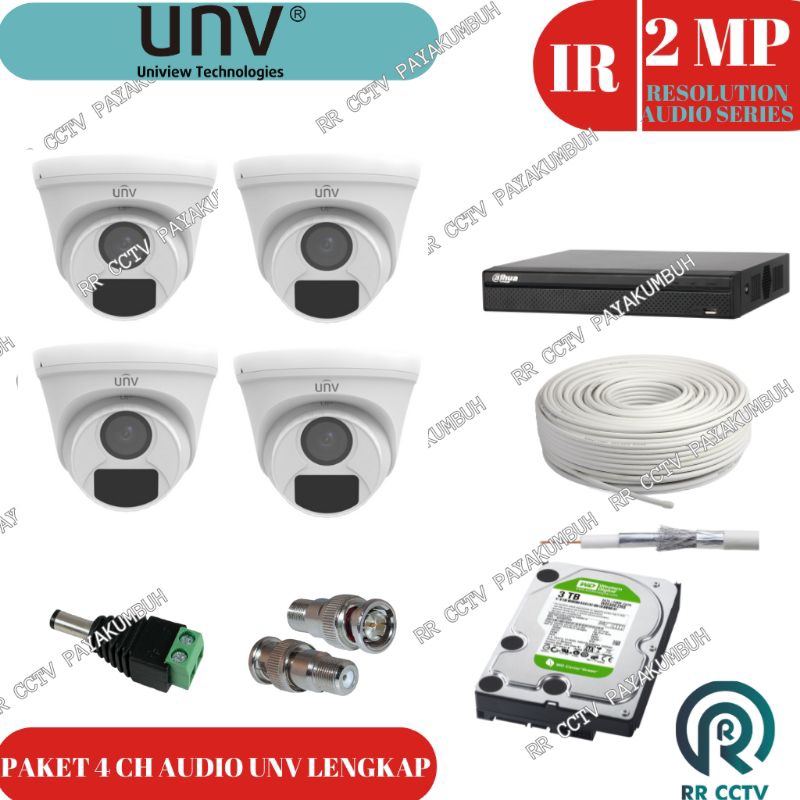 Jual CCTV 4CH UNV PAKET LENGKAP AUDIO SERIES | Shopee Indonesia