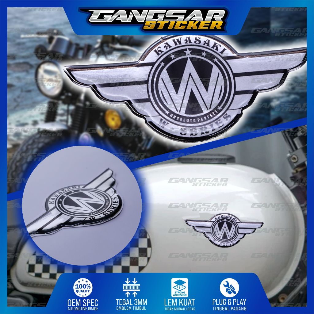 Jual Emblem logo kawasaki w series / emblem timbul kawasaki w175 ...