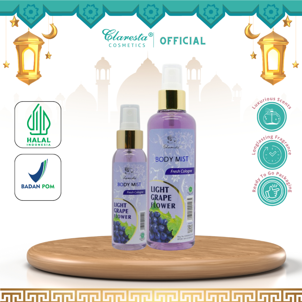 Jual Claresta Body Mist Light Grape Flower Fresh Cologne 100/200 ml ...