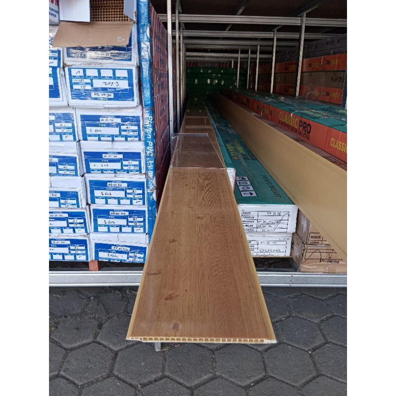 Jual Plafon PVC serat kayu coklat glosy hoda S602 | Shopee Indonesia