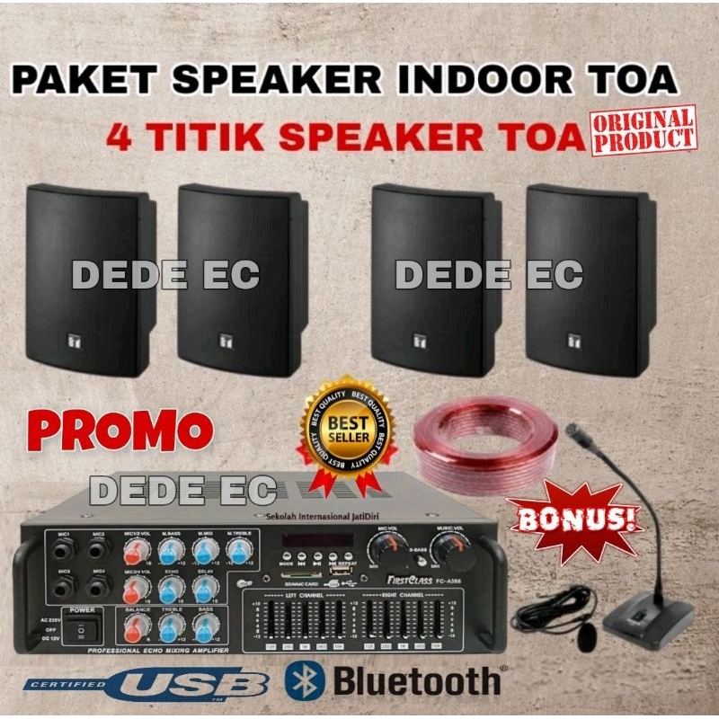 Jual Paket speaker indoor Toa 4 titik speaker Toa untuk indoor mushola ...