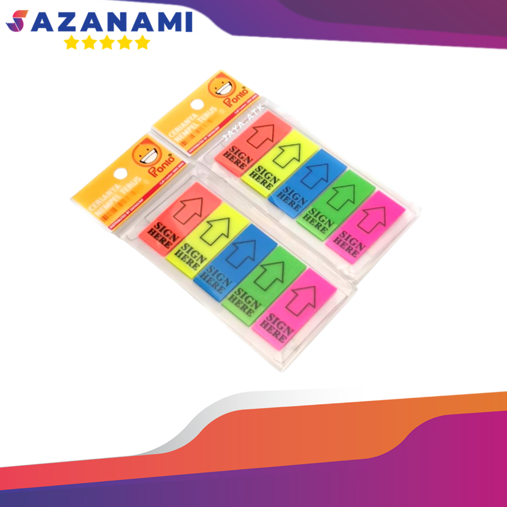 Jual PRONTO SIGN HERE 5 WARNA PENANDA TANDA TANGAN MEMO STICKY NOTE ...