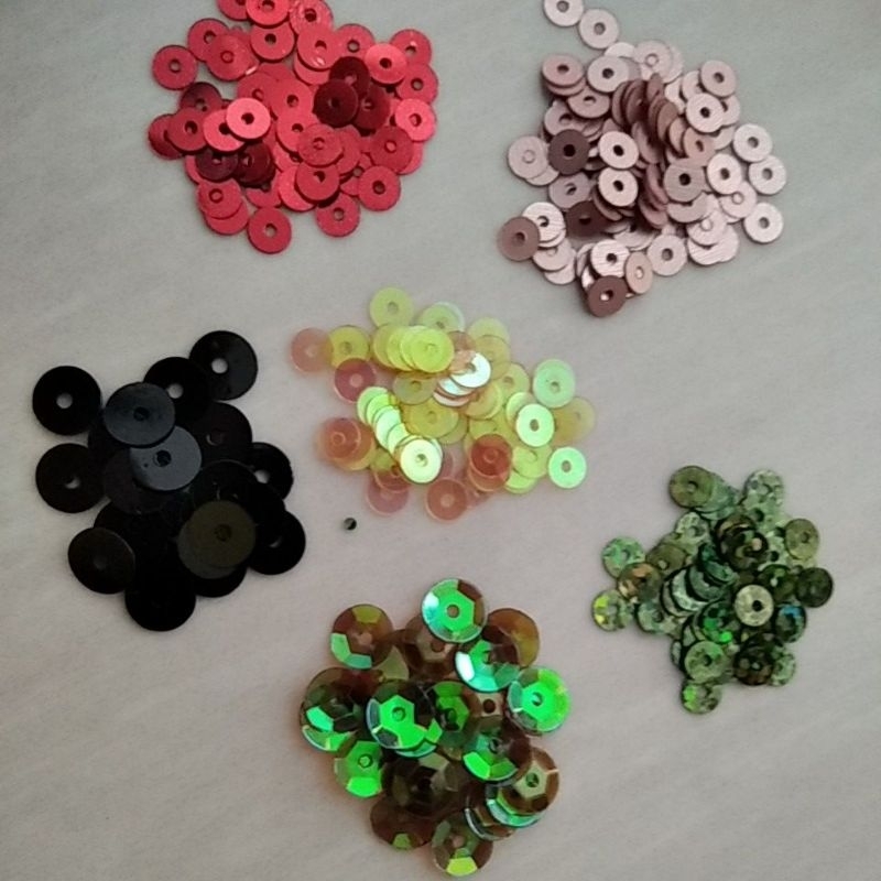 Jual Sequins (Payet piring) bulat ukuran 4, 5, 6 mm, 20 gram. | Shopee ...