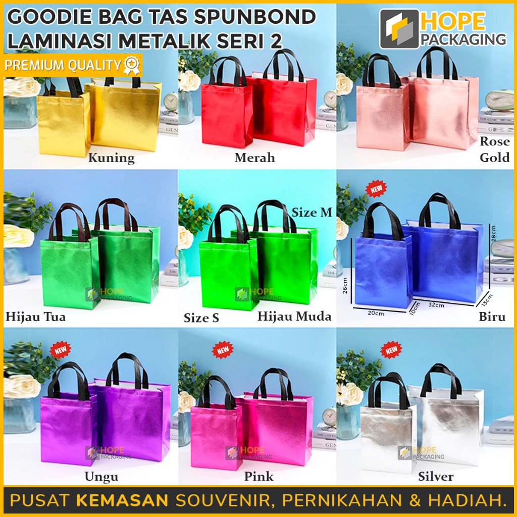 Jual Tas Spunbond Metalik Polos / Goodie Bag Glossy Metalik / Shopping ...