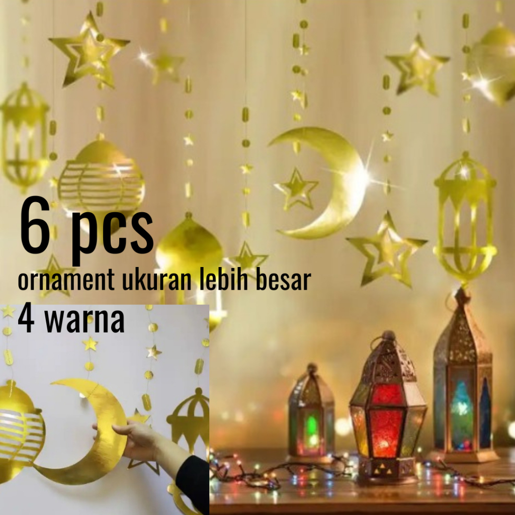 Jual Hiasan Gantung 6pcs FULL FOIL Slinger , Hiasan Muslim,Pengajian,Dekorasi Islami,Idul Fitri ...