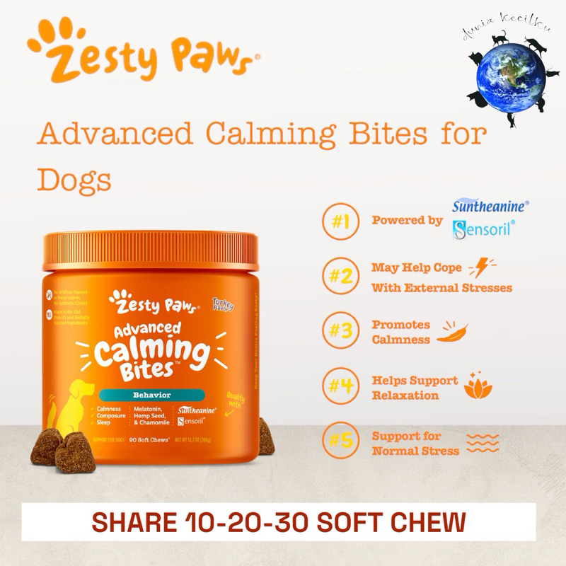 Jual Zesty Paws Advanced Calming Bites Stress & Anxiety Turkey Flavor ...