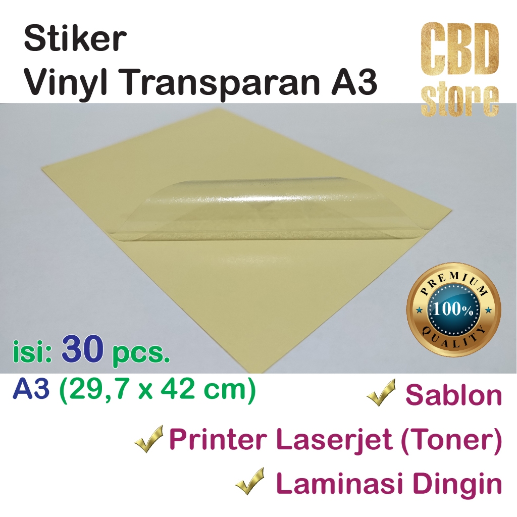 Jual Stiker Vinyl Transparan A3 29,7 x 42cm 30 lembar | Shopee Indonesia