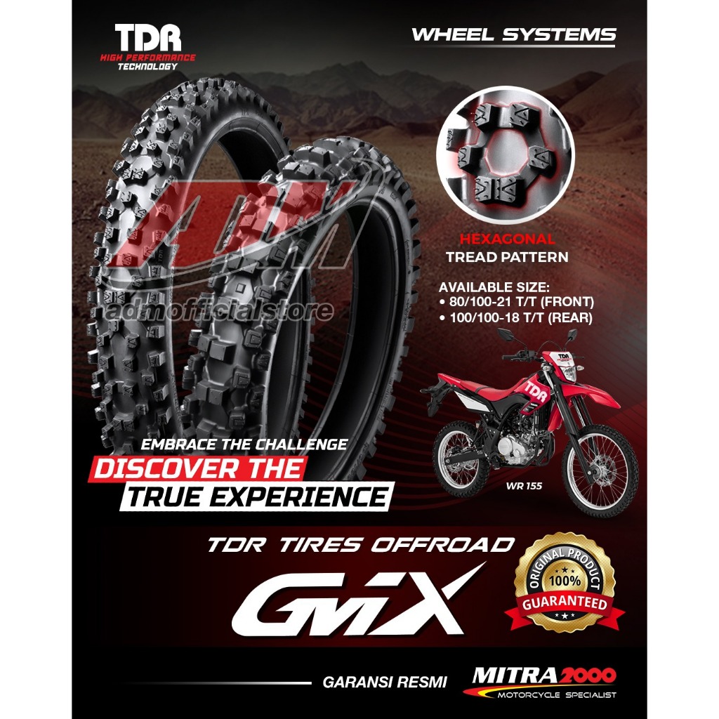 Jual Ban Trail TDR Offroad GMX 80/100-21 (Front) / 100/100-18 (Rear ...