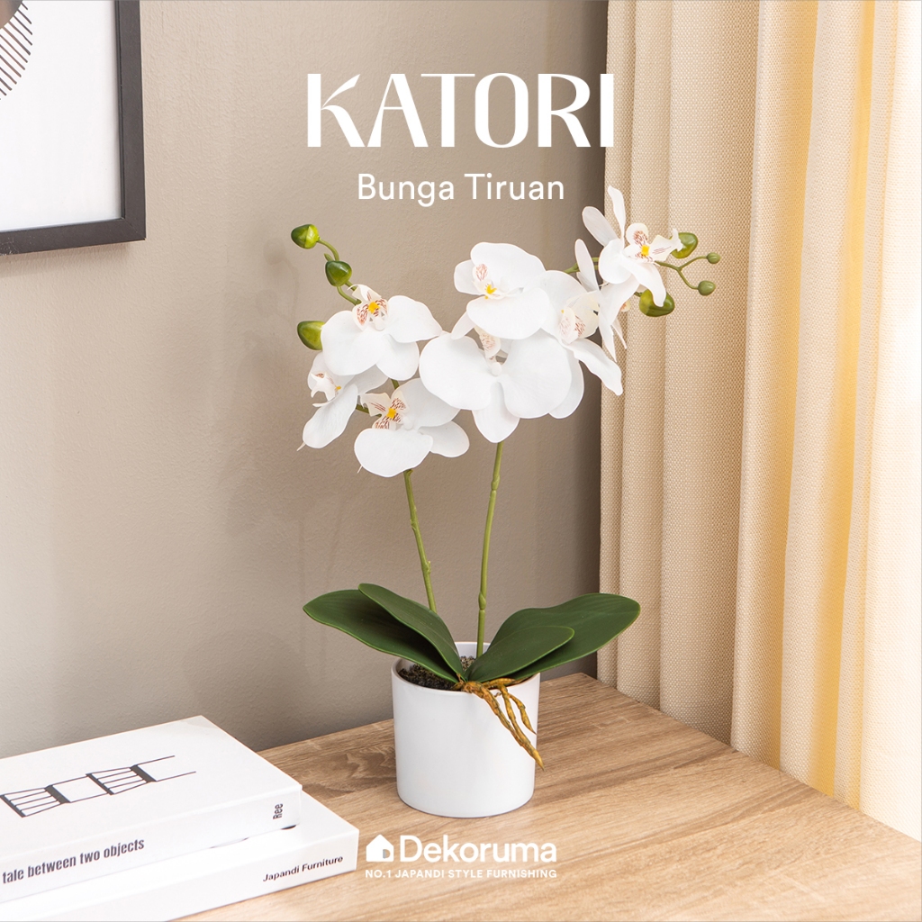 Jual Dekoruma KATORI Bunga Tiruan Orchid Whiyte dalam Pot Putih ...