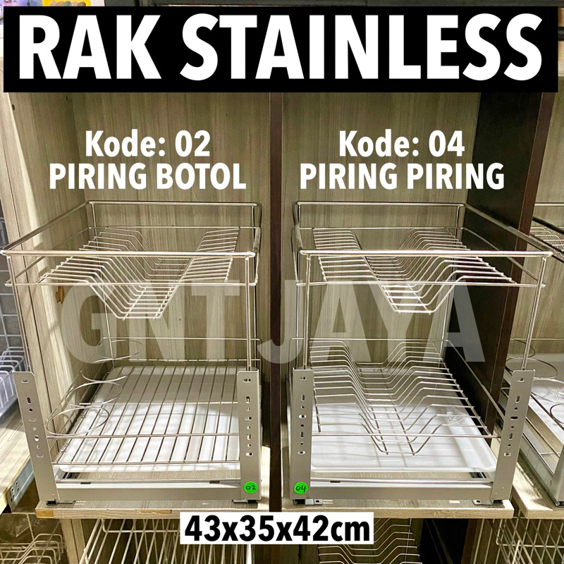 Jual RAK PIRING BOTOL STAINLESS hbc kode 02 04 double piring kabinet ...