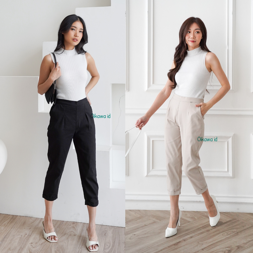 Jual Gio Pants | Celana Katun 7/9 Wanita Stretch | Shopee Indonesia