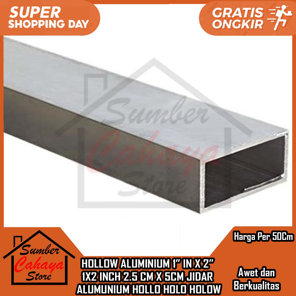 Jual Hollow Aluminium 1” In X 2” Inci Jidar Alumunium Hollo Holo 1x2 Inch 2.5 Cm X 5cm Anti ...