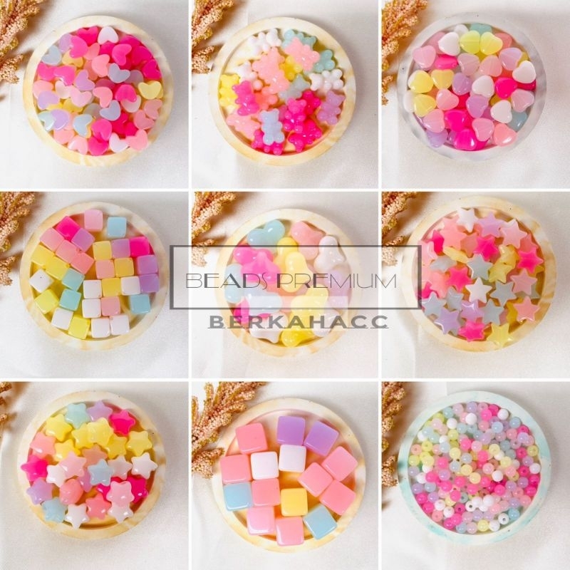Jual Manik Manik Pastel Bentuk Lucu Manik Mote Bunga Love Bulat Bahan ...
