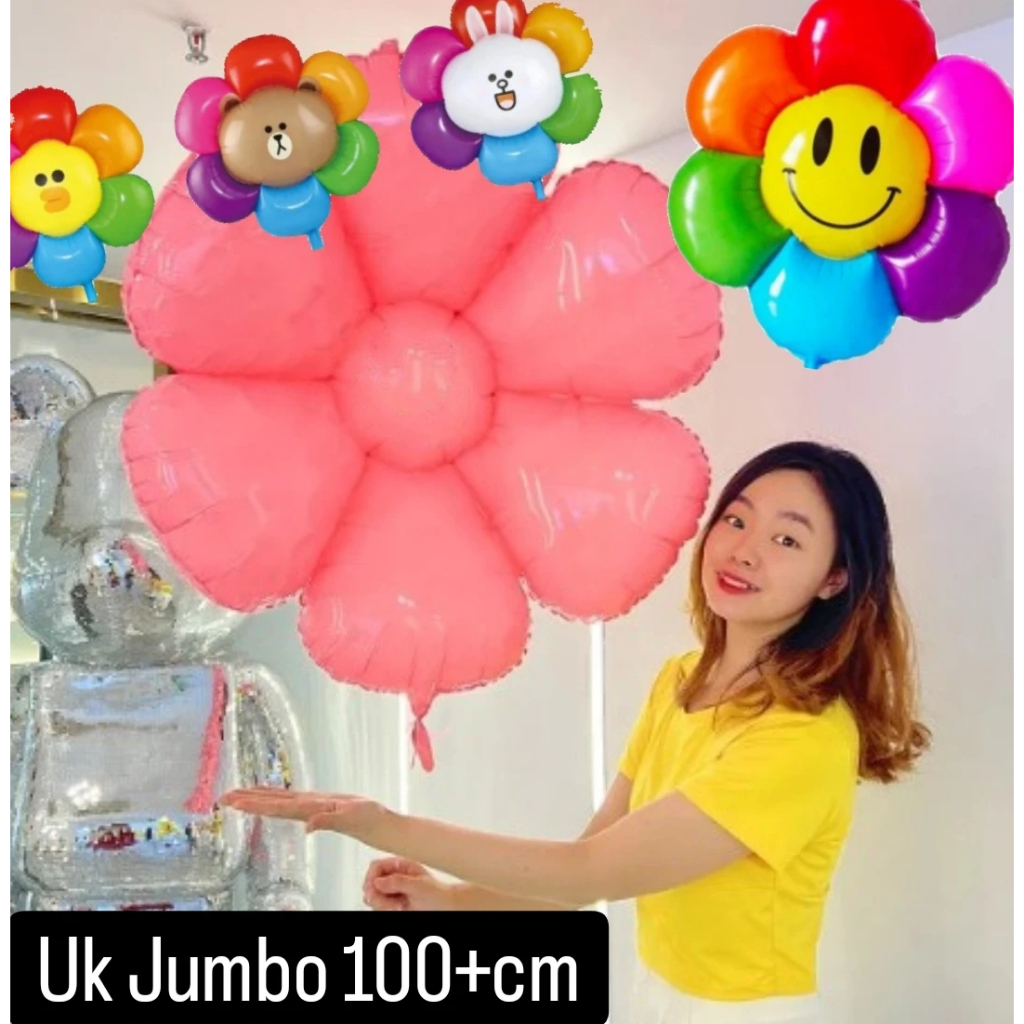 Jual BALON BUNGA DAISY JUMBO RAINBOW, Smile, Polos dan Karakter, BEAR ...