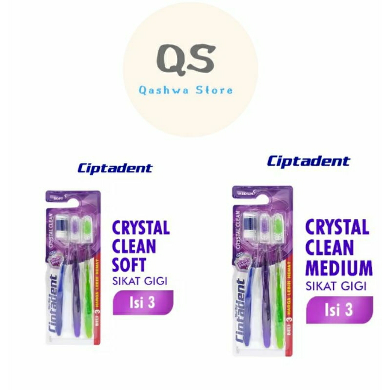 Jual Ciptadent Sikat Gigi Crystal Medium/Soft Isi 3 - Sikat Gigi ...