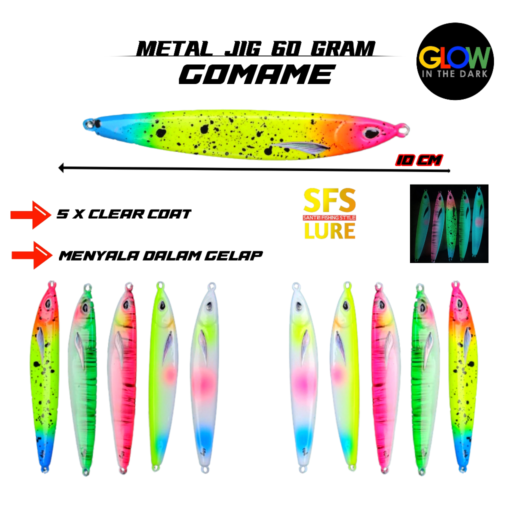 Jual Metal jig 100gram ful gid gomame micro jig menyala dalam gelap umpan pancing fishing lure ...